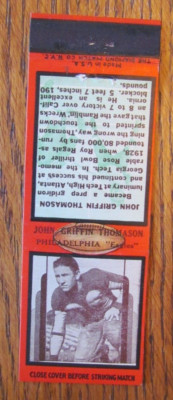 FOOTBALL MATCHBOOK MATCHCOVER: JOHN GRIFFIN THOMASON PHILADELPHIA ...