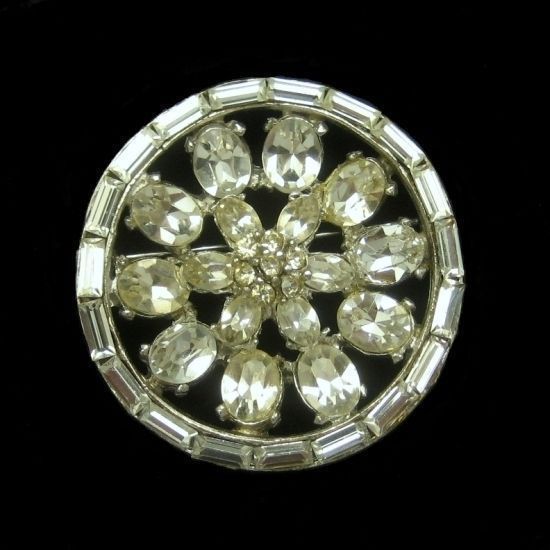 SILVER CRAFT Large Snowflake Flower Rhinestone Brooch Pin Vintage ...
