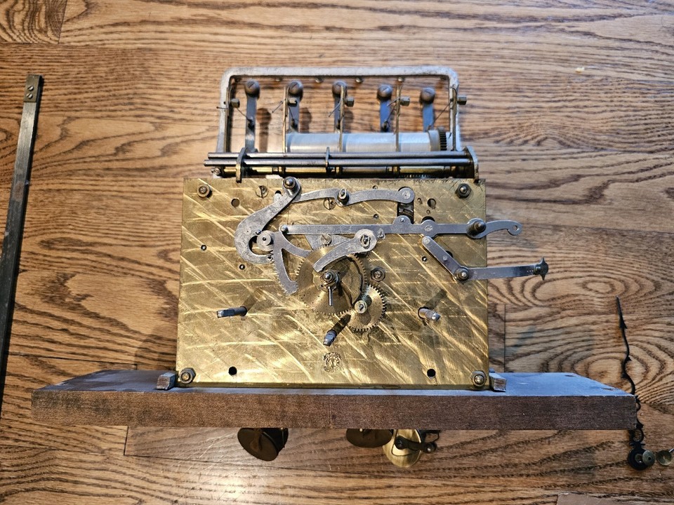 Antique Colonial 5 Tube Tubular Grandfather Clock Kit Movement Weights ...
