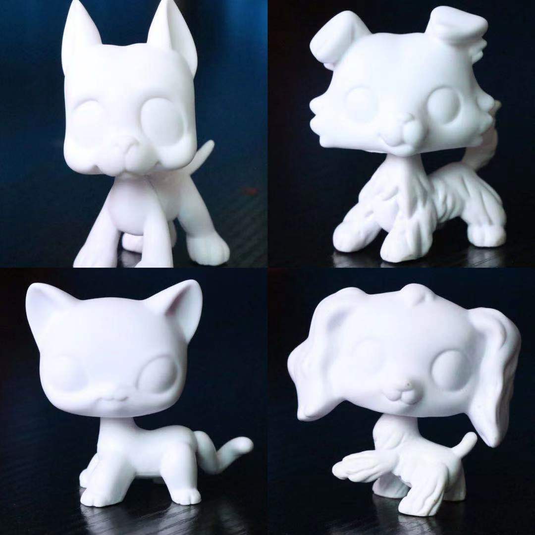 4pcs Lps Custom White Base Paint Collie Short hair Cat Cocker Spaniel ...