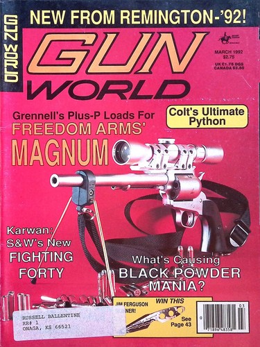Gun World Magazine March 1992 Colt's Ultimate Python, Freedom Arms ...