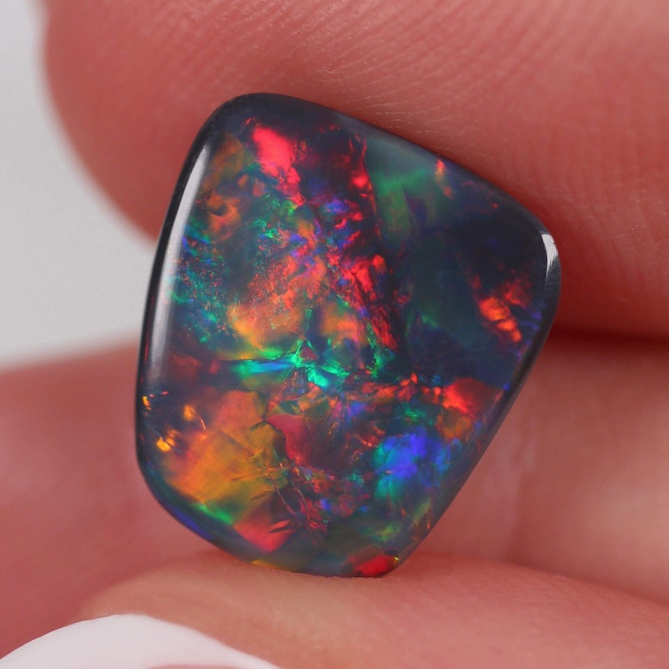 Natural Australian Black Opal 2.56ct, Solid Lightning Ridge Opal 12.5 x ...