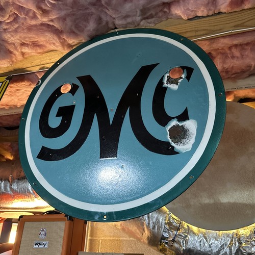 Neon GMC Truck General Motors Porcelain Sign 24 Round 1930-40s Bull ...