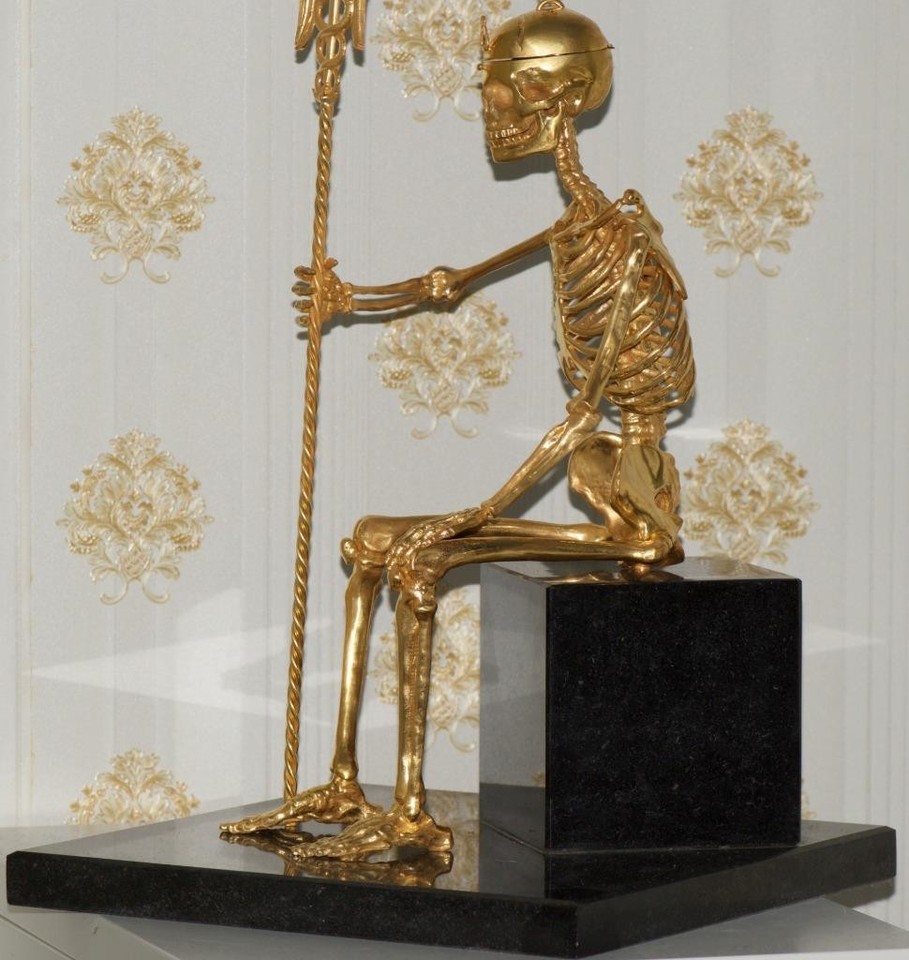 Antique French Verge Fusee Desk Clock Gilt Bronze Memento Mori Skull ...