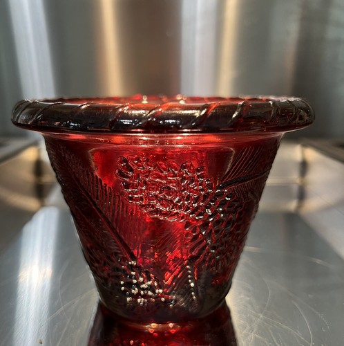 Vtg Ruby Red Flash Glass Pinecone Design SM Planter | eBay
