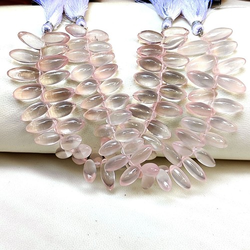 Natural Rose Quartz Gemstone 13x6 to 15x7mm Smooth Rice Shape Beads 7 ...