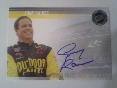 2006 Press Pass TONY RAINES #33 Outdoor Channel On card Autograph ...