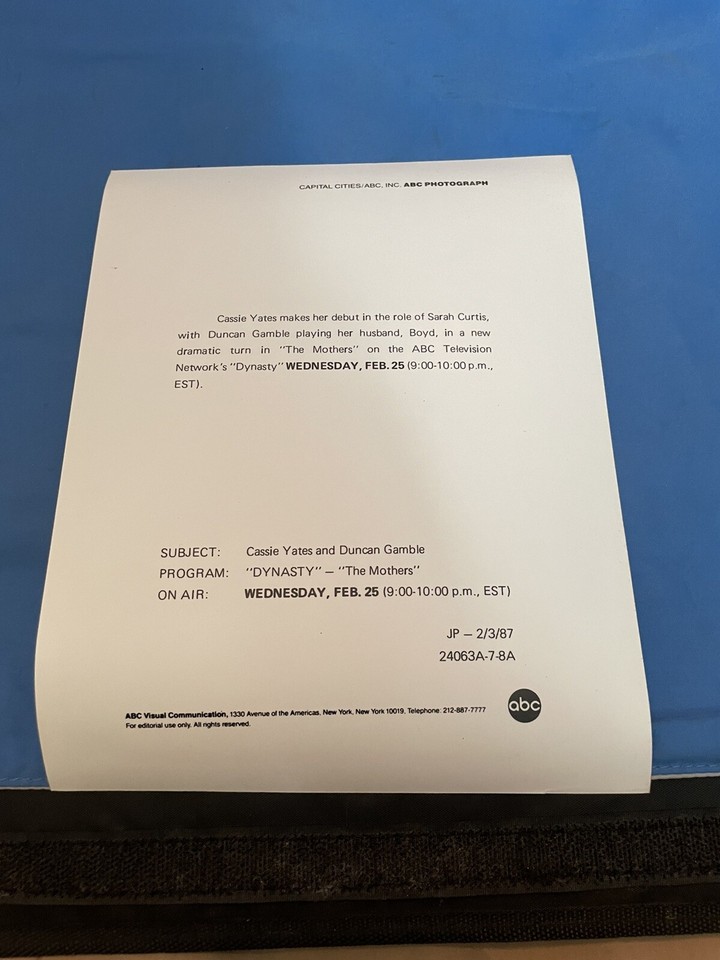 1987 Press Photo Cassie Yates and Duncan Gamble star on "Dynasty," on ...