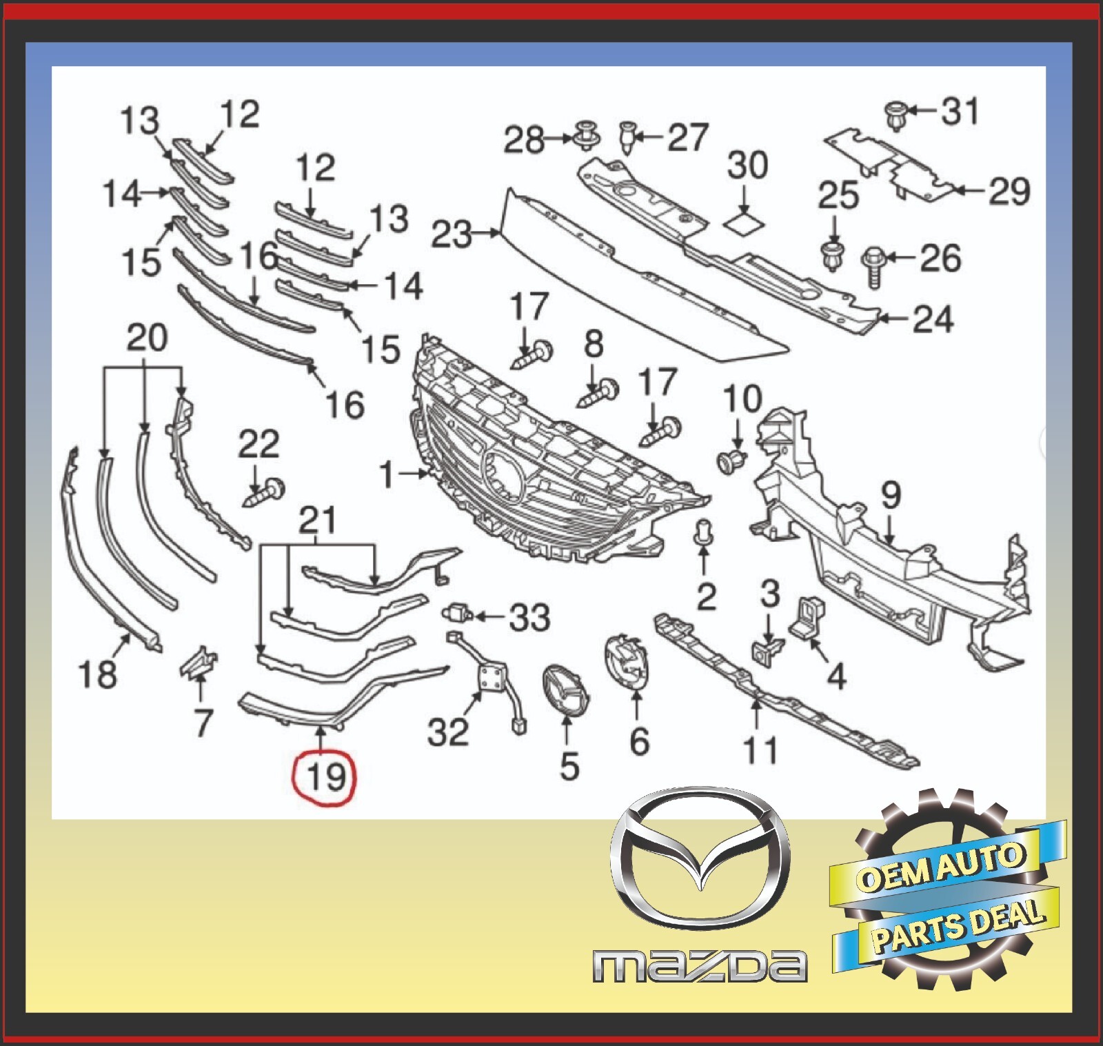 Mazda OEM 16-17 6 Front Bumper Grille-lower Molding Trim Left G46L507K1 ...