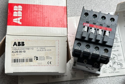 NEW ABB AL26-30-10 CONTACTOR 40A-28A, 600V, 24VDC COIL, 1NO ...