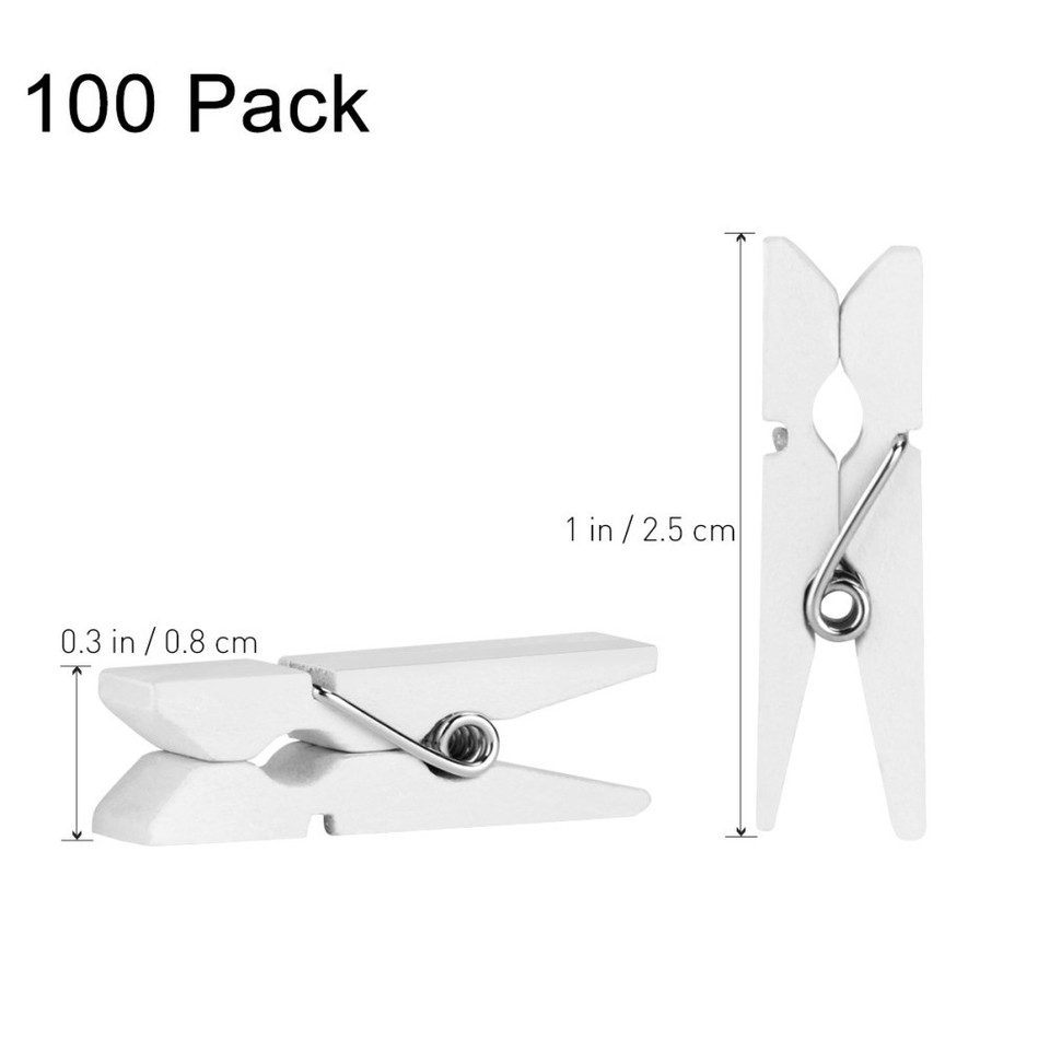 Hanging Photo Display Clips White Small Clothes Pins Wooden Pegs | eBay UK