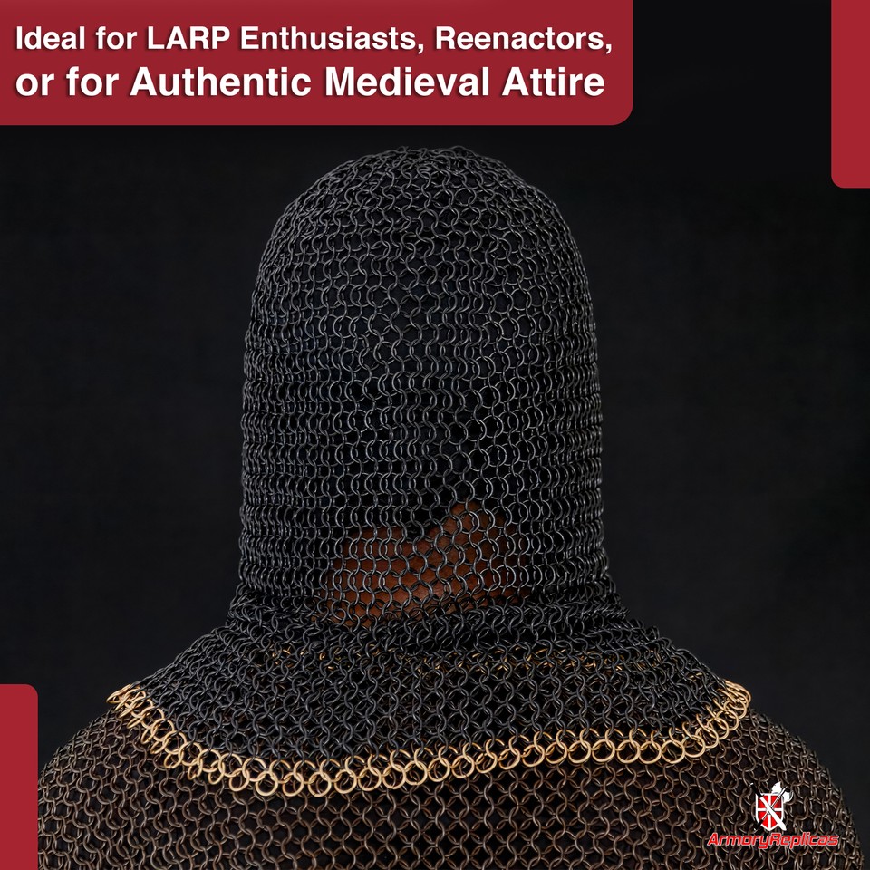 BATTLE READY CHAIN MAIL COIF MEDIEVAL RENAISSANCE CHAINMAIL HOOD ARMOR ...