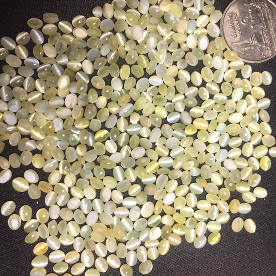 4x3mm 1Piece OVAL CABOCHON RARE NATURAL YELLOW GREEN CHRYSOBERYL CAT'S ...