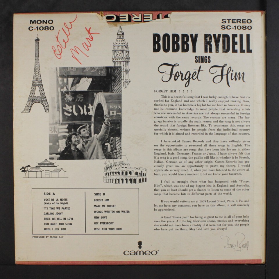BOBBY RYDELL: sings forget him CAMEO 12" LP 33 RPM | eBay