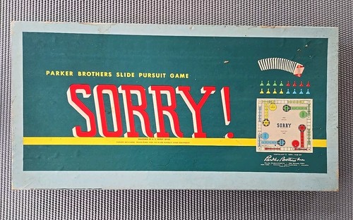 ORIGINAL Vintage 1954 1958 Parker Brothers Sorry Board Game COMPLETE ...