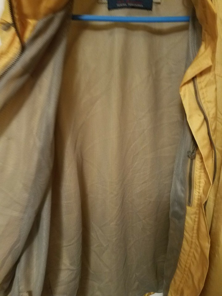 Vtg Bills Khaki Yellow Poly Mesh Lined Full Zip Jacket W/Hideaway Hood ...