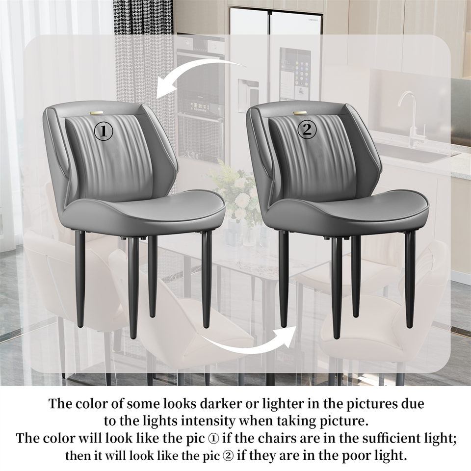 2x Italian Light Luxury Dining Chairs Upholstered Raised Backrest ...