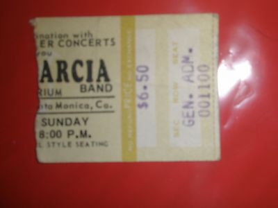 JERRY GARCIA / SANTA MONICA CIVIC ~ Ticket Stub ~ May 23, 1976 ...