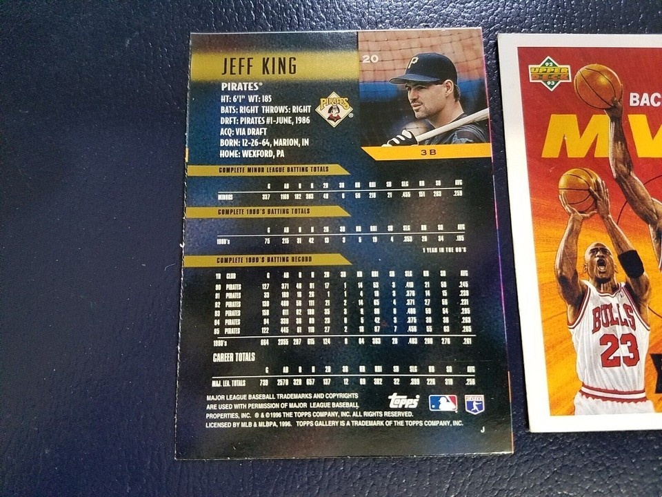 Jeff King 1996 Topps Gallery The Classics Player Private Issue Oversize ...