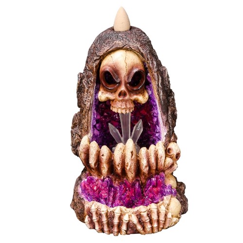 Skull Shape Backflow Incense for with LED Light Resin Waterfall Cone ...
