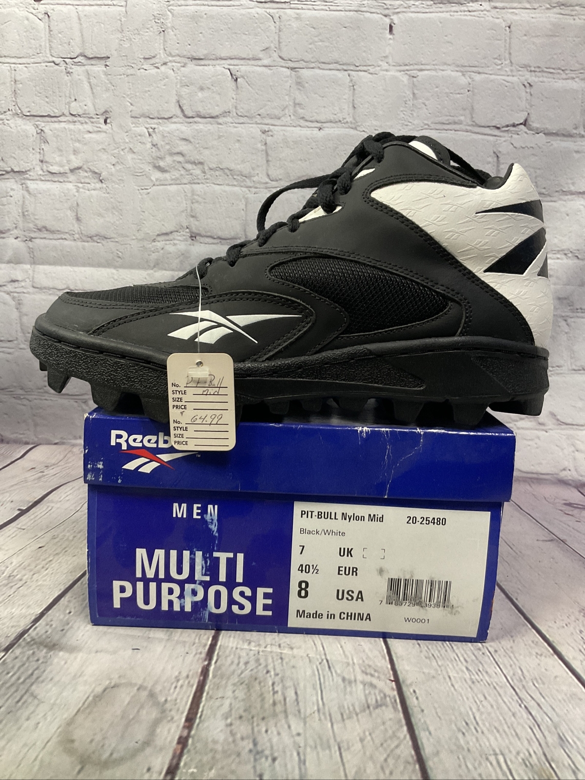 Reebok Pit Bull Mens Football Cleats Size 8 Black White New With Box | eBay