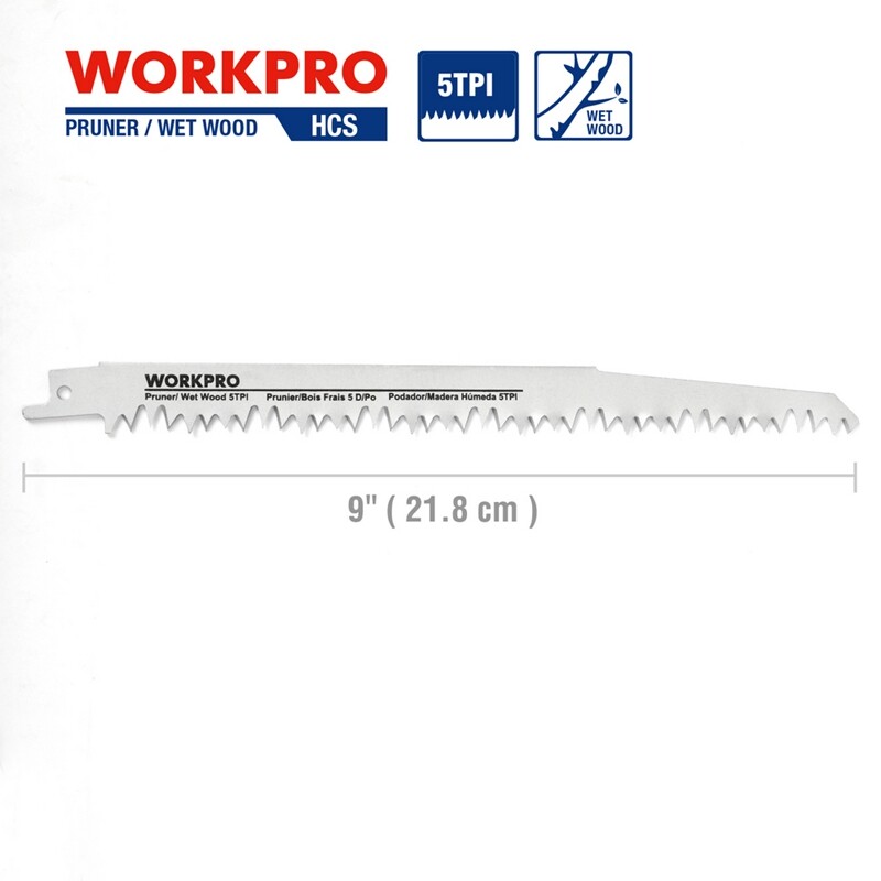 WORKPRO 5PC Wood Pruning Reciprocating Saw Blade 9-in 5TPI CR-V Steel ...