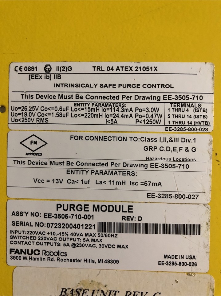 Fanuc Robotics Purge Module EE-3505-710-001 Rev D Fast Shipping 😊 | eBay