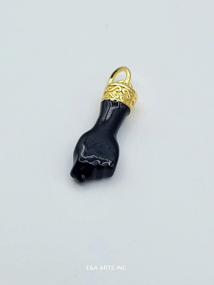 New Black Hand Azabache Charm/Pendant Gold Plated (Azabache Mano) | eBay