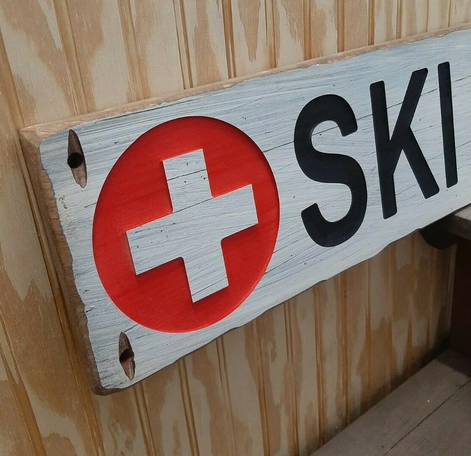 SKI PATROL/Carved/Rustic Wood Sign/Cabin/Lodge/Snow skiing/Mountains ...
