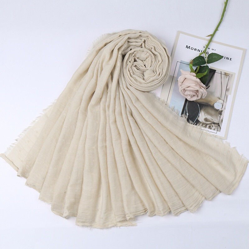 2pcs Solid Color Cotton Scarves Muslim Women Hijabs Shawls Breathable ...