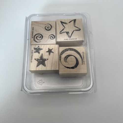 Stampin' Up! STARS & SWIRLS 2001 Wood Mounted Rubber Stamps Set | eBay
