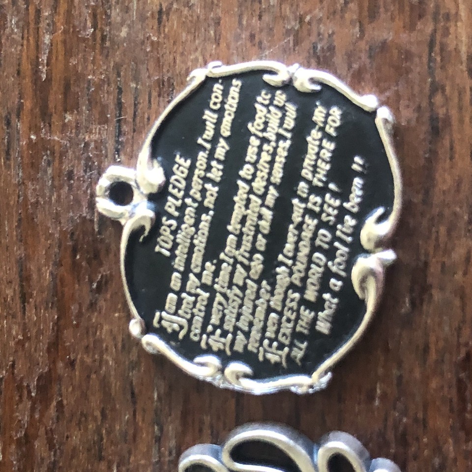 Vintage TOPS Pledge Weightloss Prayer & THANK YOU Silver Tone Charm LOT ...