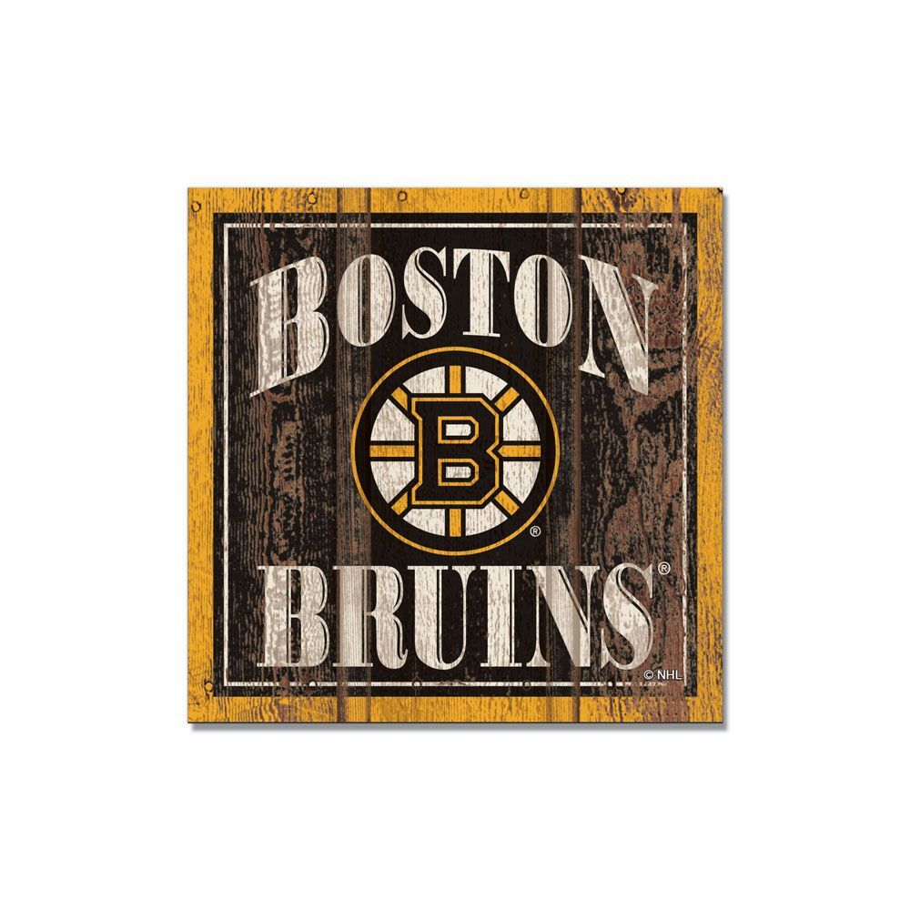 LOT OF TWO (2) BOSTON BRUINS (3" X 3") DISTRESSED LOOK, WOODEN MAGNETS ...