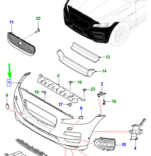 2017 2018 2019 Jaguar F-pace Front Bumper Cover T4A5646LML W/ Sensor ...