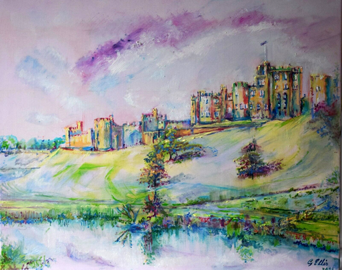 Original Landscape Oil Painting Alnwick Castle Northumberland Signed G ...