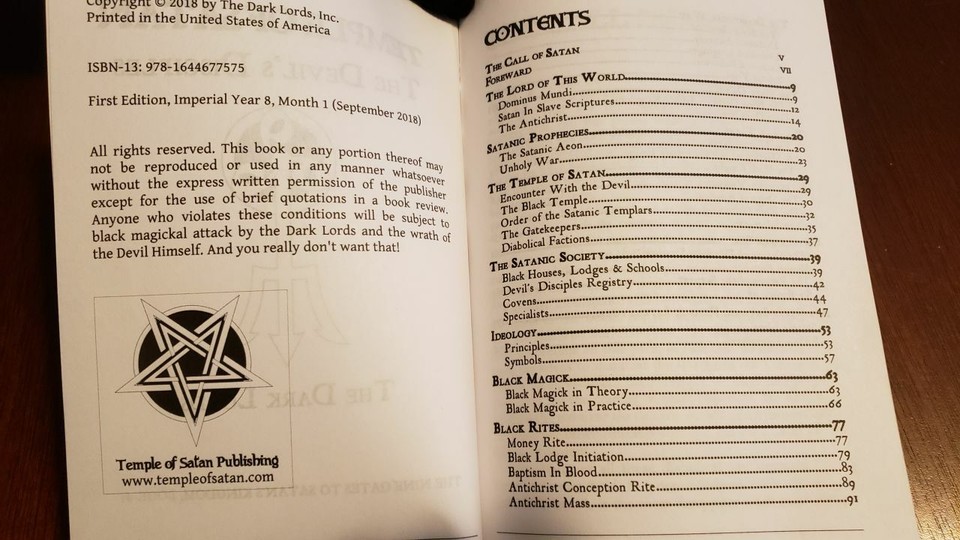 Theistic Satanic Devil Worshipping Book: Temple of Satan - Red ...