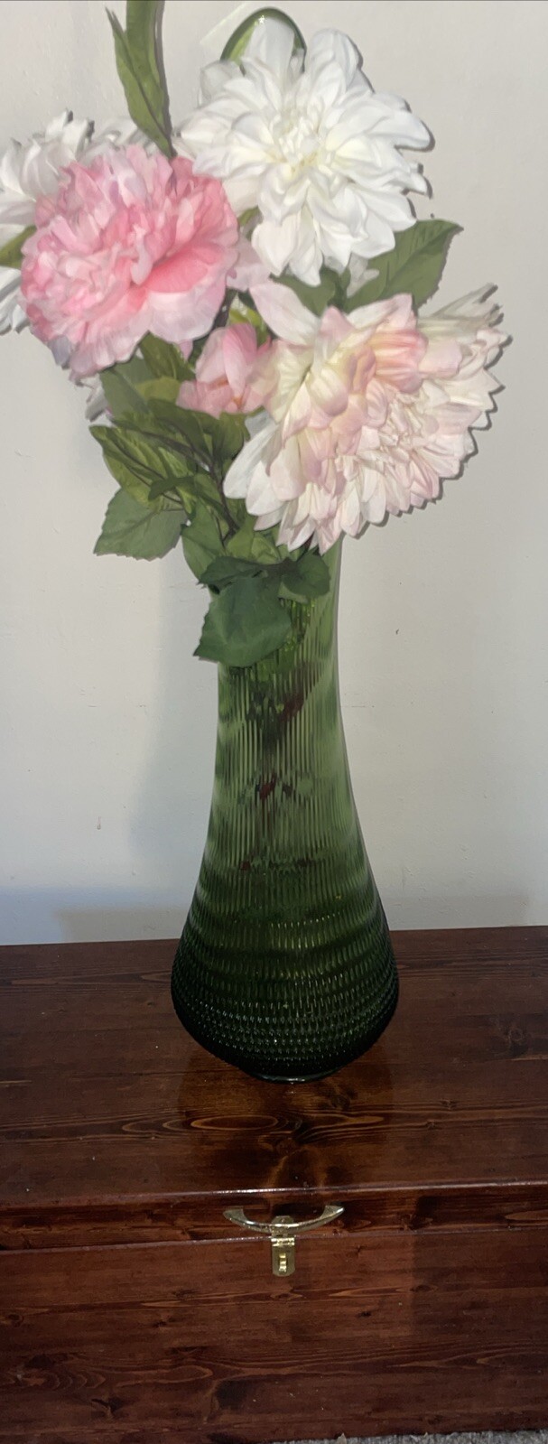 32” Large L E Smith Nubby Butt Swung Floor Vase, 1960s 14” Mouth /W ...