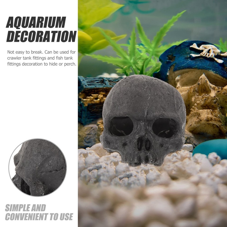 Human Skull Resin Reptile House Fish Tank Skull Ornament Fish Tank ...