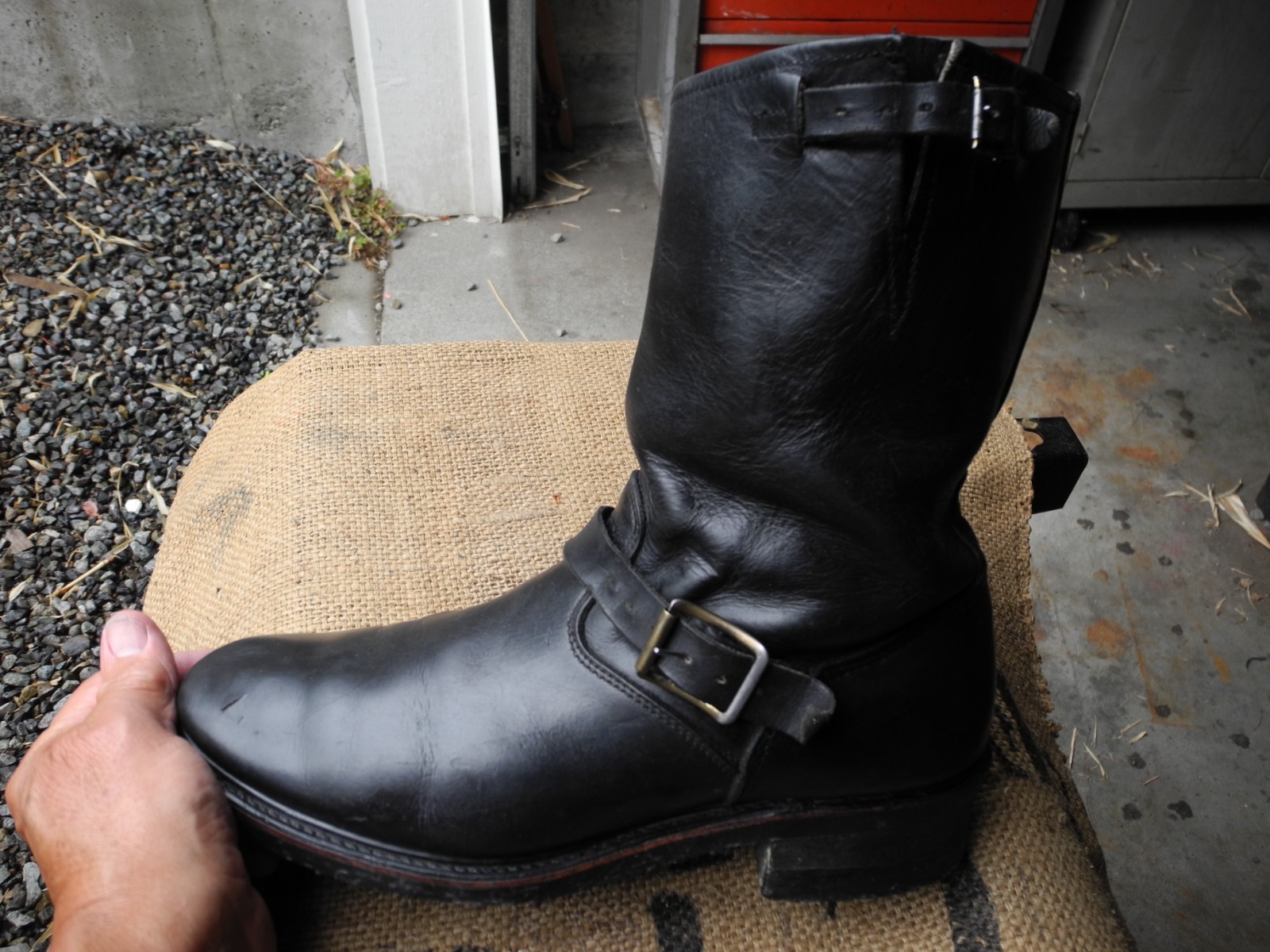 Vintage Black Leather Motorcycle Engineer Boots Size 12 Made In USA ...
