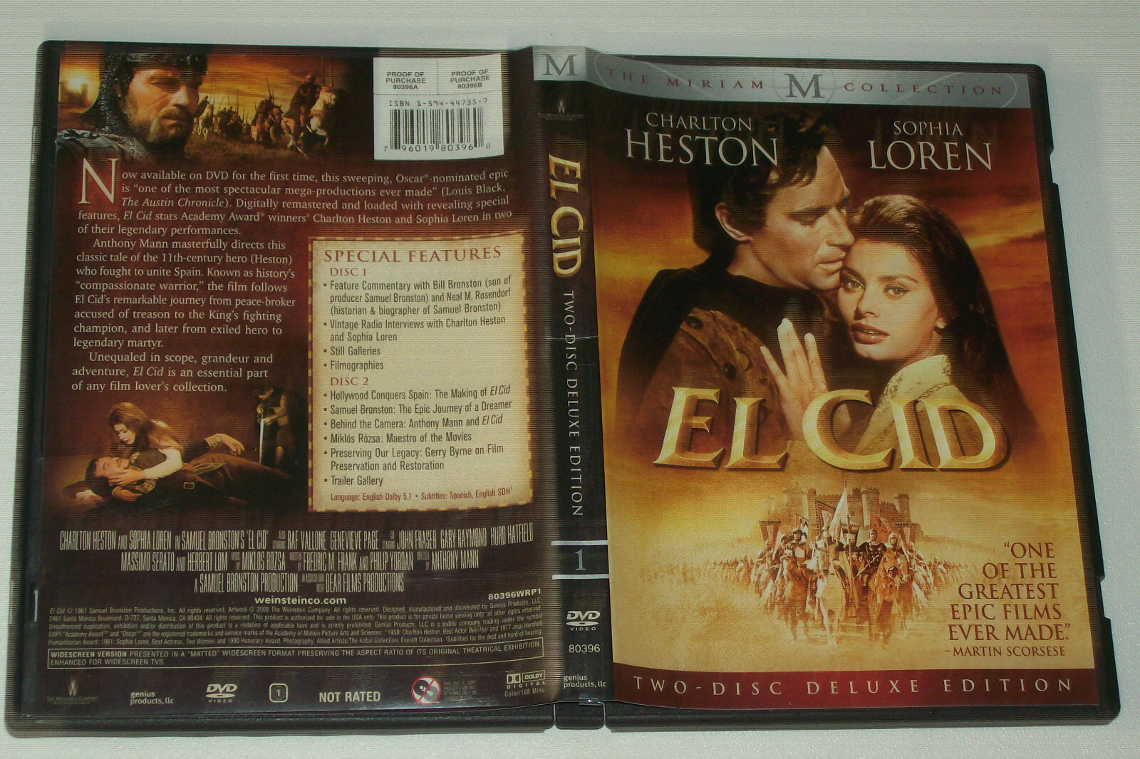 El Cid (DVD, 1961, 2-Disc Set, Deluxe Edition) Charlton Heston, Sophia ...