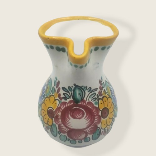 Slovakia Ceramic Pottery Pitcher 5"Keramika Signed Modra Painted Floral ...