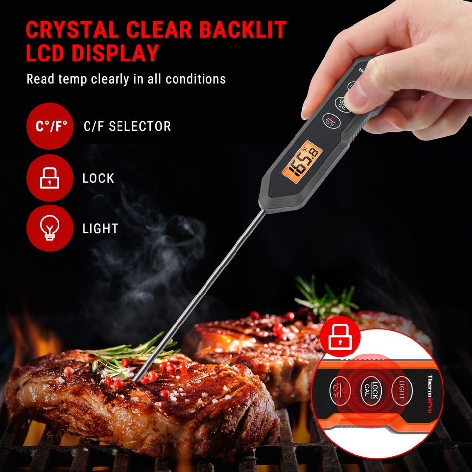 Themopro TP15HW 5.4 Long Probe Waterproof Instant Read Digital Meat ...
