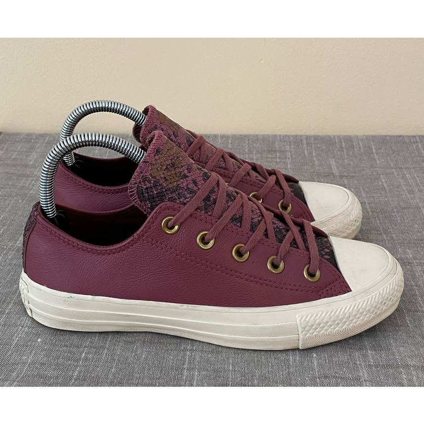 CONVERSE All Star Womens 6 Vintage Wine /Black Egret Leather Low-Top ...