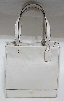 NWT Authentic COACH Dempsey Pebbled Leather Large Carry All Tote Chalk ...