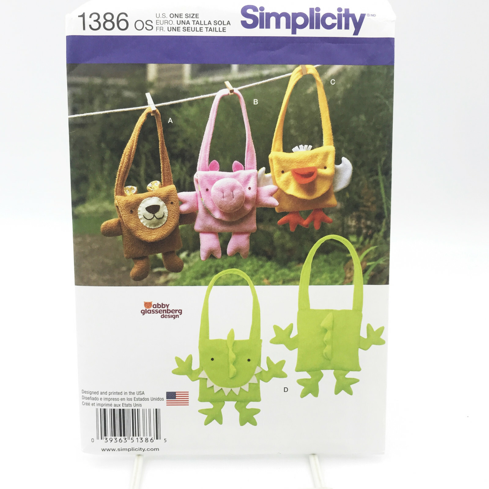Simplicity 1386 Fleece Bags Dinosaur Duck Sewing Pattern Abby ...