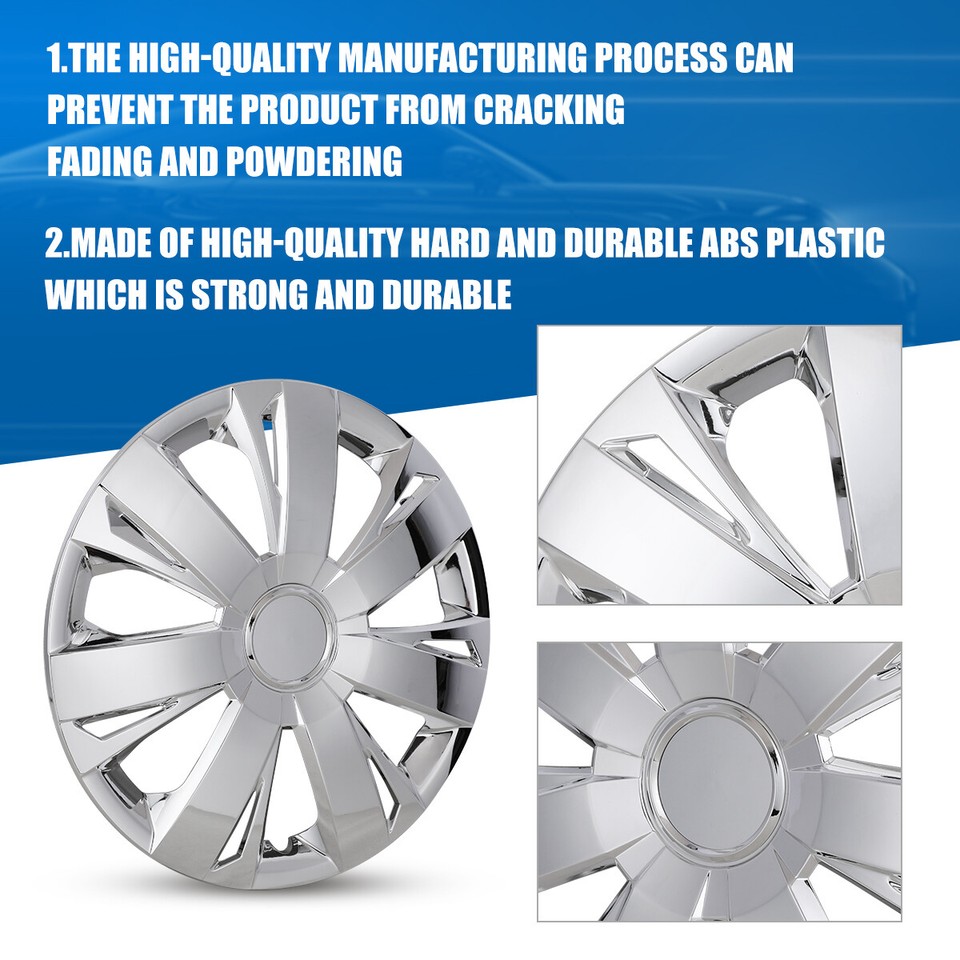 14 Inch 4Pc Wheel Covers Snap Hub Caps Fits R14 Tire & Rim Wheel Glossy ...