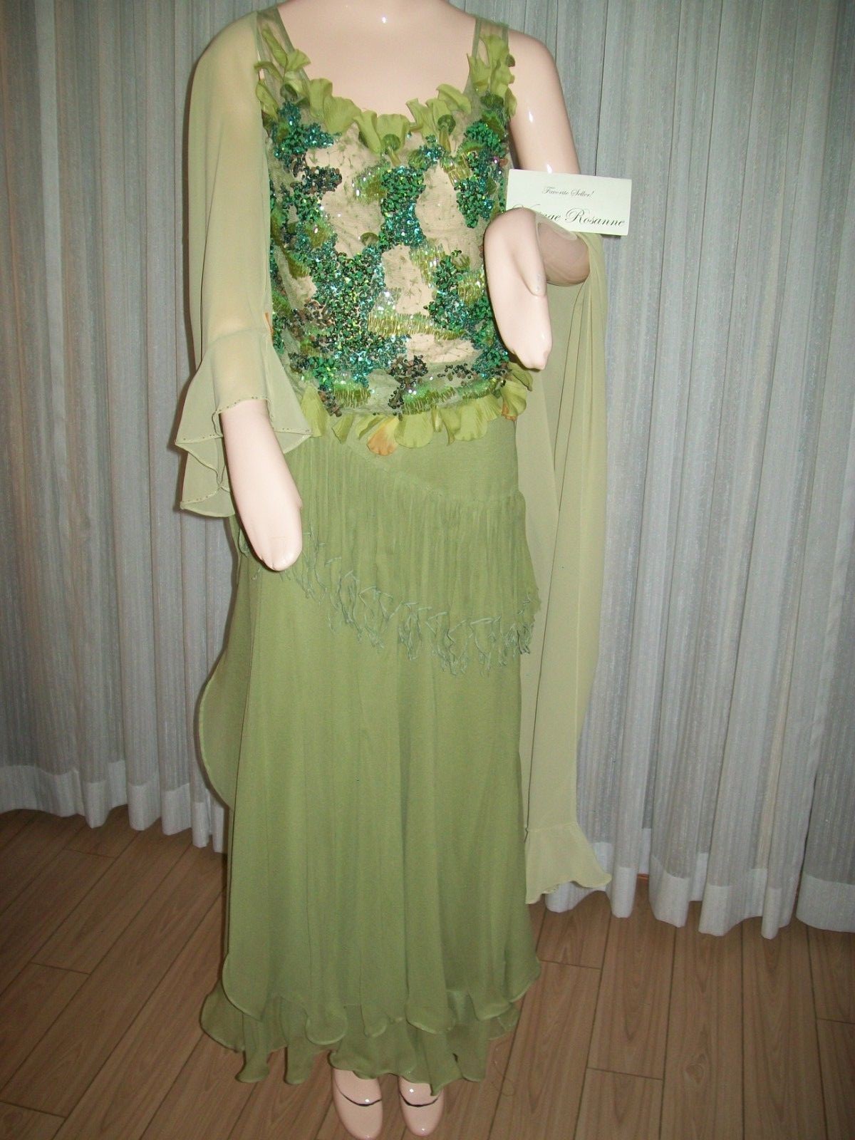 Musani Couture Italian 3 Piece Green Silk Beaded Suit… - Gem