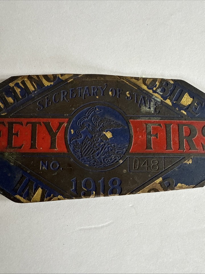 Antique small metal sign Plaque Secretary of State 1918 safety first | eBay