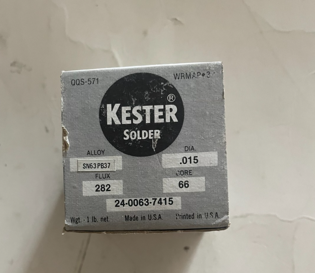 KESTER SOLDER QQ-S-571E-WRMAP- 3 DIA .015 FLUX 282 ROSIN CORE 66 1 lb ...