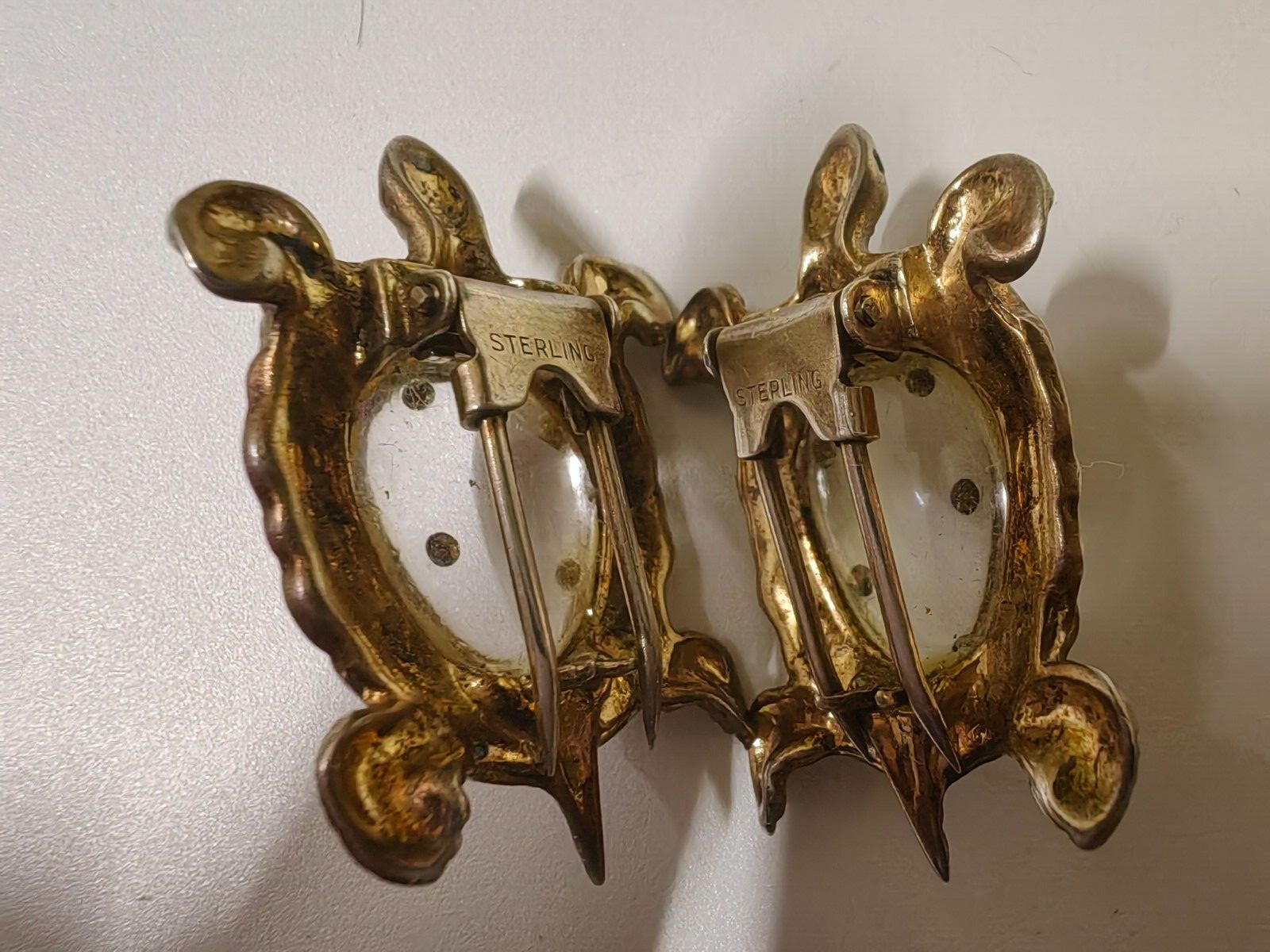 coro jelly belly sterling turtle duette brooch - Gem